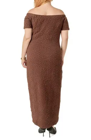 English Factory Textured Off-the-shoulder Maxi Dress