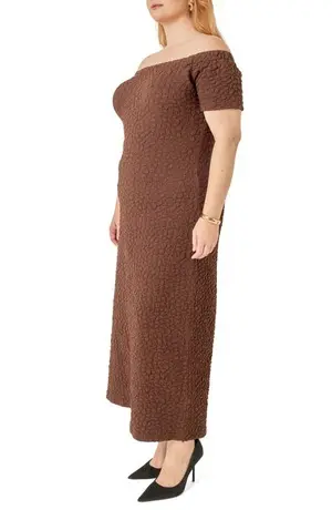 English Factory Textured Off-the-shoulder Maxi Dress