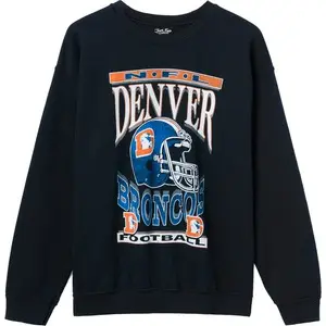 Junk Food Denver Broncos Nfl Helmet Crewneck Sweatshirt - Black