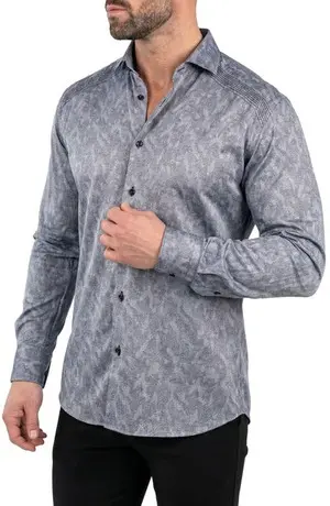 MACEOO Pintuck Textured Cotton Button Up Shirt