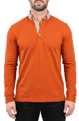 MACEOO Newton Ooohcotton Long Sleeve Polo - Orange