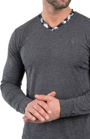 MACEOO Edison Stretch Cotton Long Sleeve V-neck T-shirt
