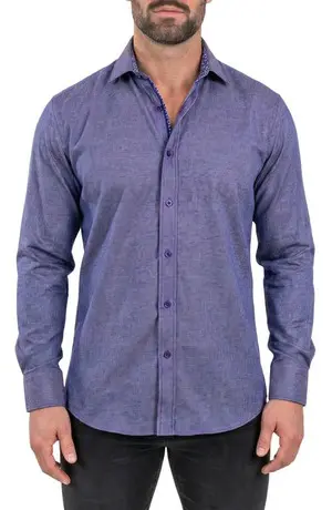 MACEOO Einstein Contemporary Fit Button-up Shirt - Blue
