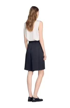 Sandro Long High-waisted Pleated Shorts