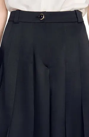 Sandro Long High-waisted Pleated Shorts