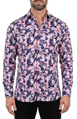 MACEOO Fibonacci Contemporary Fit Button-up Shirt - Blue
