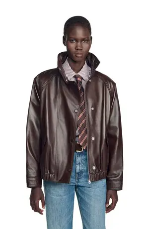 Sandro Oversized Leather Jacket