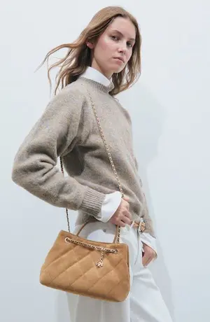 Tory Burch Small Fleming Suede Carryall Tote
