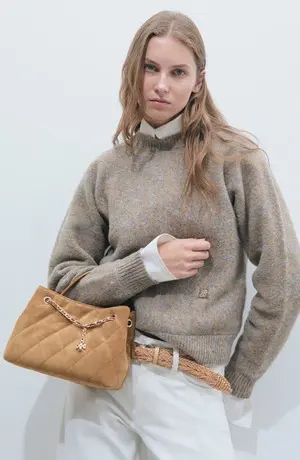 Tory Burch Small Fleming Suede Carryall Tote