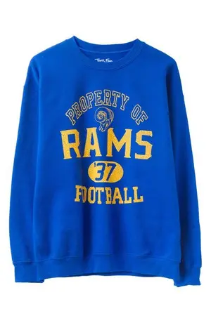 Junk Food Los Angeles Rams Property Of Flea Market Crewneck Sweatshirt - Royal