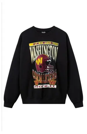 Junk Food Washington Commanders Helmet Graphic Crewneck Sweatshirt - Black