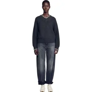 Sandro Braided V-neck Sweater