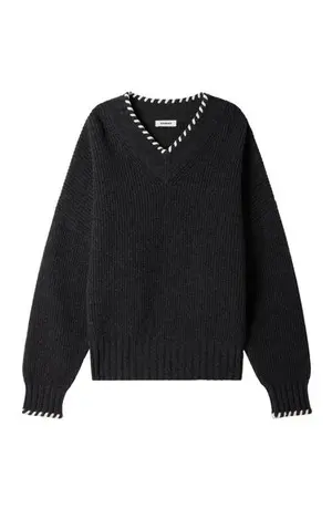 Sandro Braided V-neck Sweater