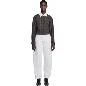 Sandro Check Shirt With Contrast Collar