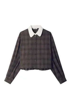 Sandro Check Shirt With Contrast Collar