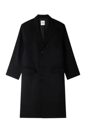 Sandro Long Wool And Cashmere Coat - Black