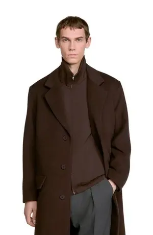 Sandro Long Wool And Cashmere Coat