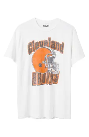 Junk Food Cleveland Browns Throwback Helmet Cotton Graphic T-shirt - White