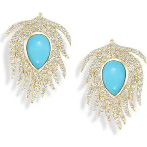 GRACE WINFREY Peachick 18k Gold Diamond Stud Earrings - Blue