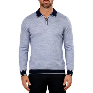 MACEOO Quarter Zip Merino Wool Sweater - Grey