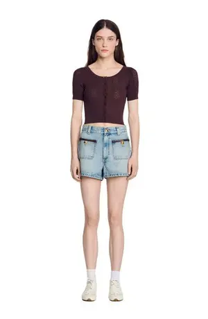 Sandro Pointelle Knit Cardigan