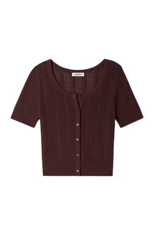 Sandro Pointelle Knit Cardigan