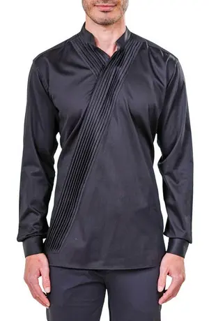 MACEOO Kymono Asymmetric Pleat Button-up Shirt