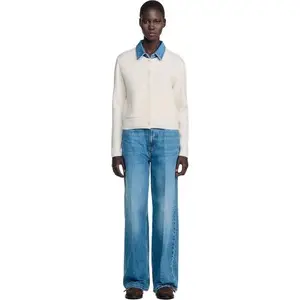 Sandro 2-in-1 Effect Cardigan With Denim Collar