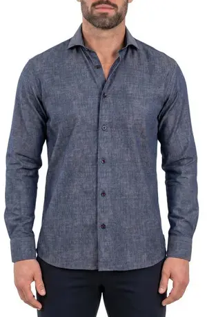 MACEOO Einstein Stretch Long Sleeve Dress Shirt - Black