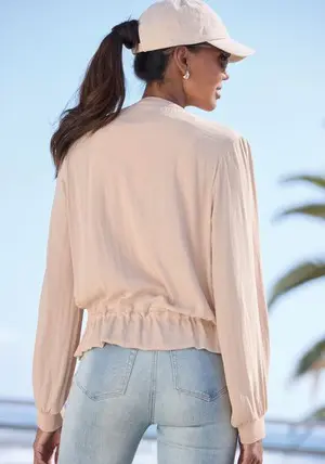 LASCANA Zip-up Drawstring Bomber Jacket