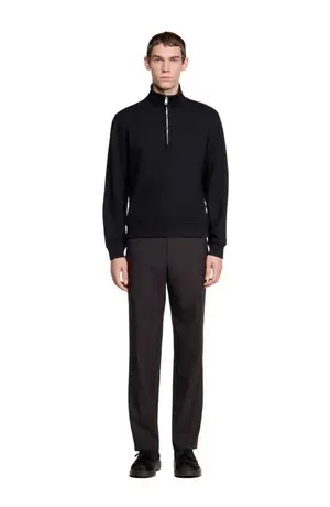 Sandro Boxy Sweater With Standing Collar - Black