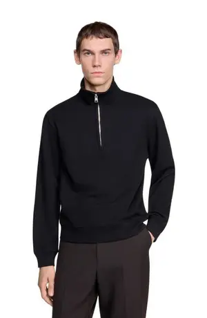 Sandro Boxy Sweater With Standing Collar