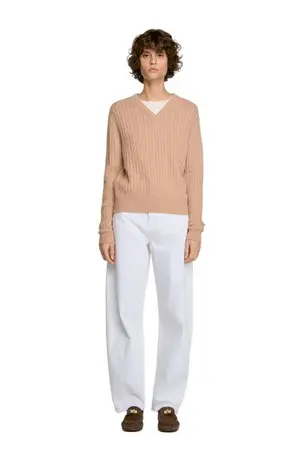 Sandro 2-in-1 Cable Knit Sweater