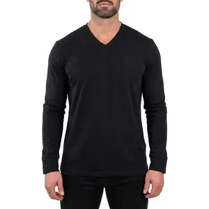 MACEOO Rissa Long Sleeve V-neck T-shirt - Black