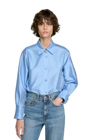 Sandro Embellished Collar Satin-effect Shirt
