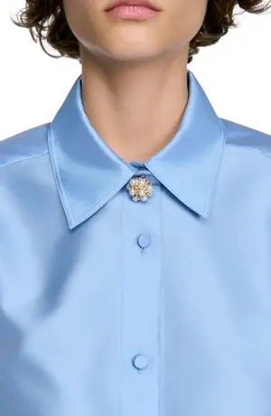 Sandro Embellished Collar Satin-effect Shirt