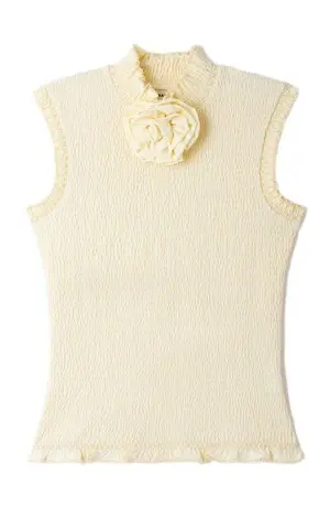 Sandro Smocked T-shirt With Flower Detail