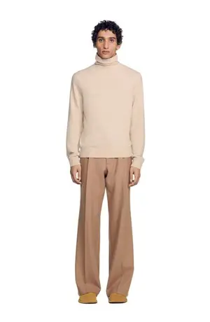 Sandro Roll Neck Cashmere Sweater - Beige