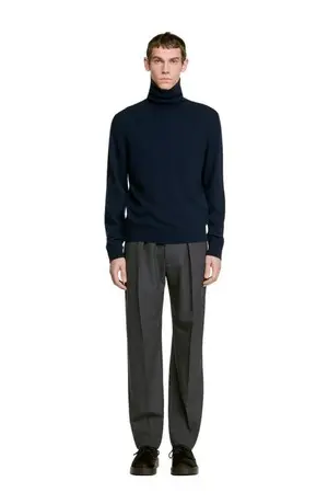Sandro Roll Neck Cashmere Sweater - Navy Blue