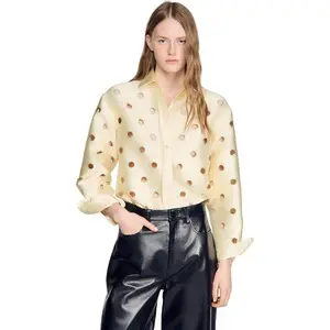Sandro Openwork Rhinestone Shirt