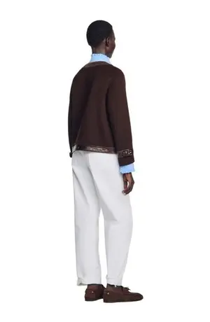 Sandro Short Coat With Leather Details