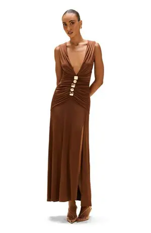 PatBO Moonlit Jersey Plunge Gown
