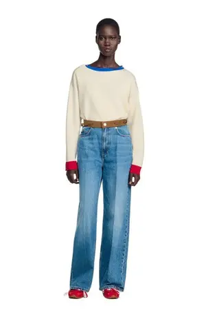 Sandro Straight Jeans With Leather Belt