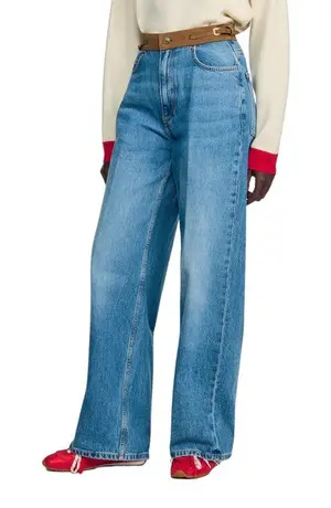 Sandro Straight Jeans With Leather Belt