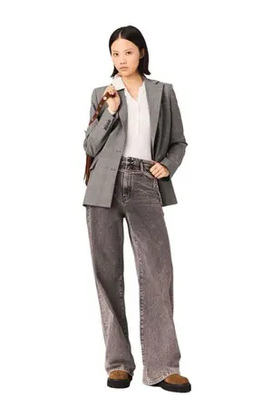 Maje Wide-leg Jeans With Chain-link Belt