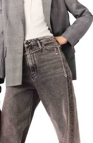 Maje Wide-leg Jeans With Chain-link Belt