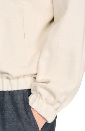 Sandro Zip-up Cotton Linen Jacket With Elasticated Cuffs