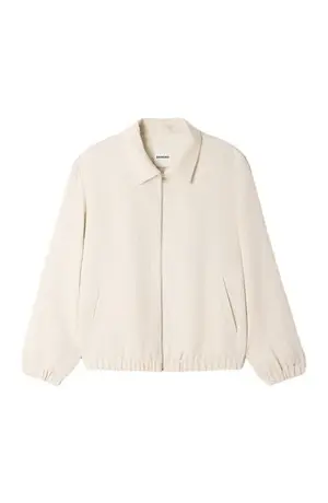 Sandro Zip-up Cotton Linen Jacket With Elasticated Cuffs