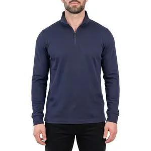 MACEOO Mercerized Cotton Quarter Zip Pullover - Blue