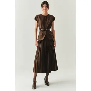 EXQUISE Jolie Midi Dress - Brown